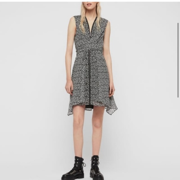 All Saints | Dresses | All Saints Floral Silk Full Zip And Tie Dress ...